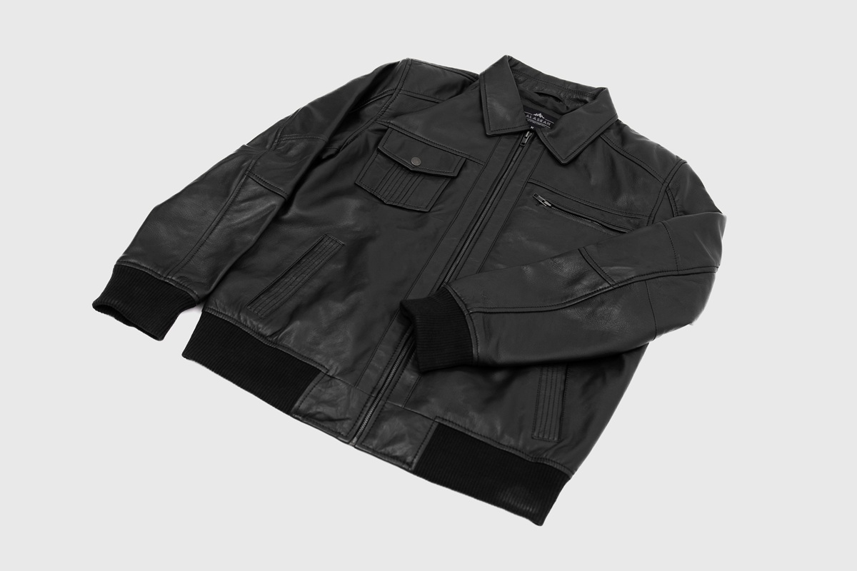 Sherwin Black Leather Bomber Jacket